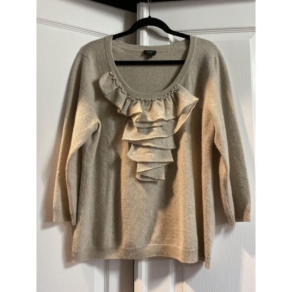 Talbots | Sweaters | Talbots Sweater Womens Xl Beige 0 Cashmere Ruffle ...